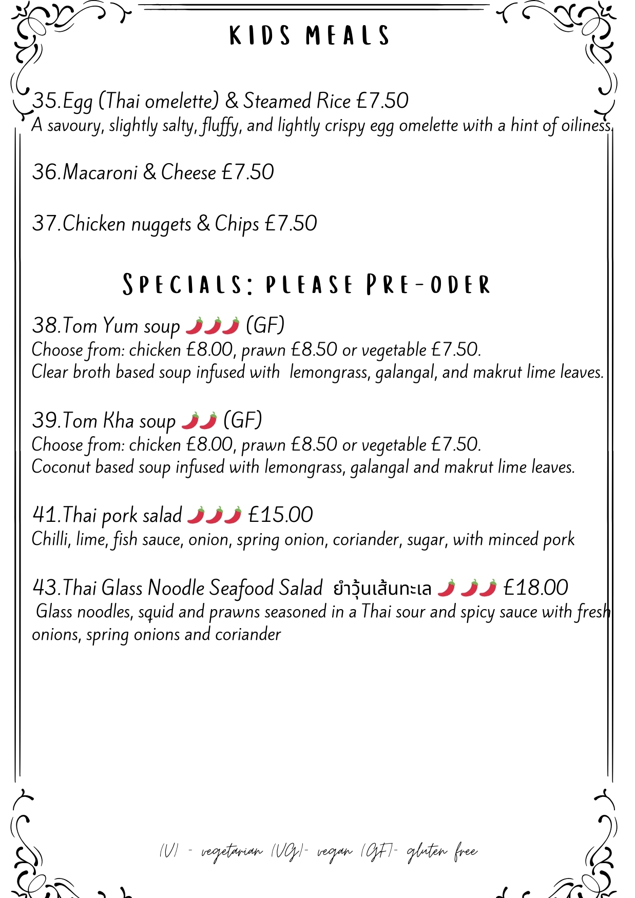 Menu - Thai & Caribbean Food in Kettering | Border-Clash